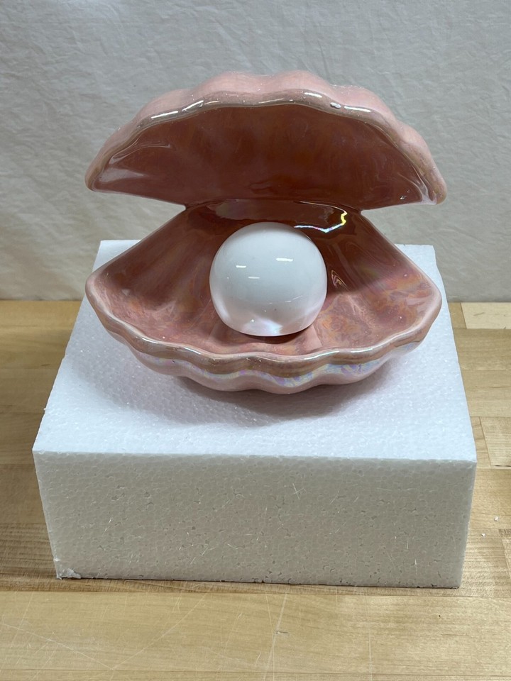 PEARL SHELL LED CERAMIC MERMAID CLAMSHELL LIGHT / LAMP - PINK / PEARL ...