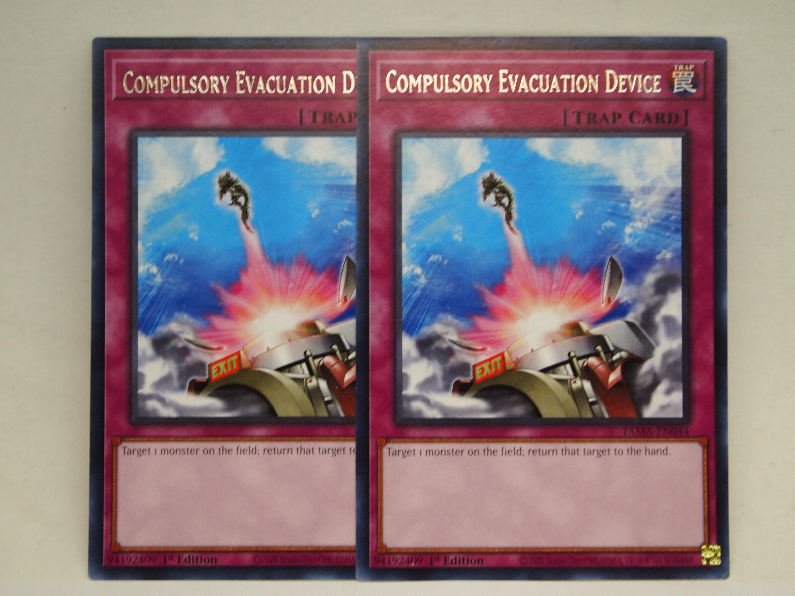 2x Yugioh! Compulsory Evacuation Device - TAMA-EN044 Rare 1st Edition ...
