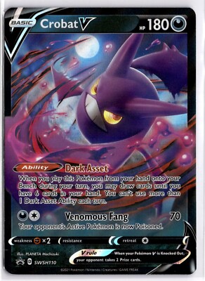 Pokemon TCG Crobat V SWSH110 Sword & Shield Black Star Promo Ultra Rare ...