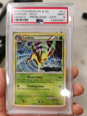 PSA 9 LEAFEON 17/90 staff Holo Rare HGSS Undaunted Set - Pokemon Card ...