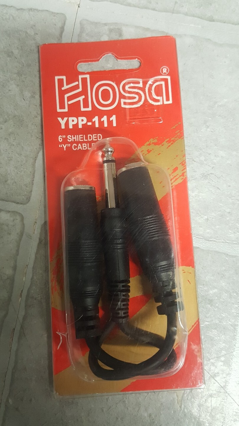 NEW Hosa YPP-111 Y Cable 1/4in TS to Dual 1/4" TSF 6-inch Mono Adaptor ...