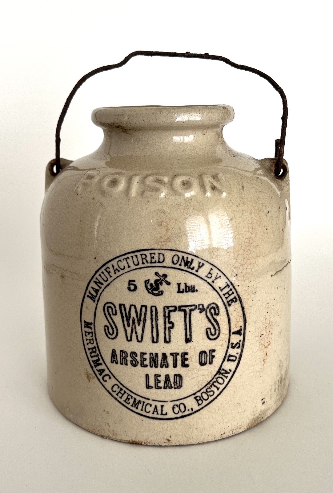 Scarce Antique Swift's Ceramic Crock - Merrimac Chemical Co Boston USA ...