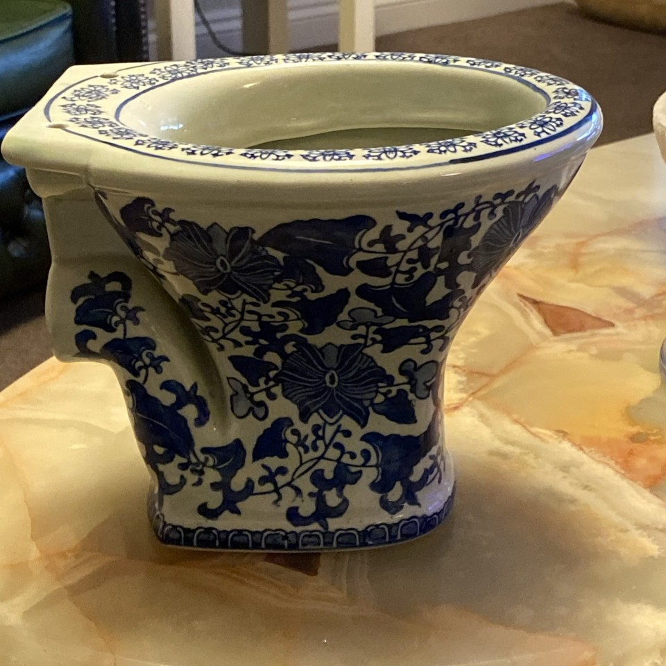 Vintage Chinese Ceramic Sample Toilet . Blue & White Signed Ideal ...