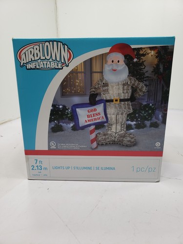 AirBlown Inflatable Lighted 7FT Military God Bless America Army Camo ...