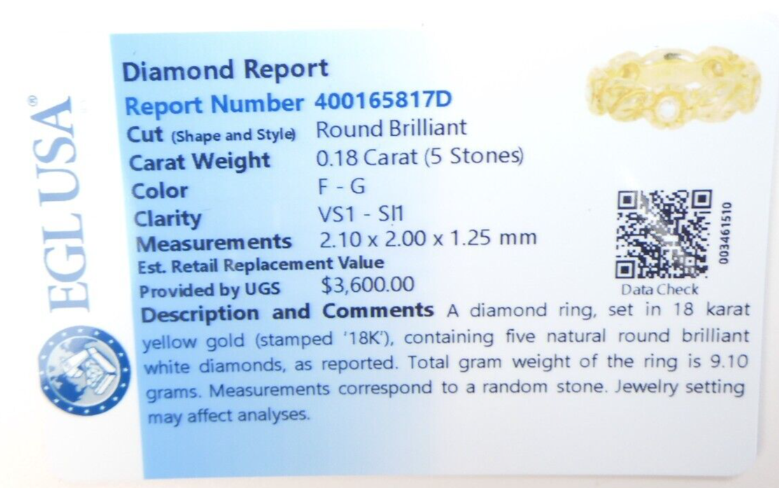 Antique Diamond Unisex Wedding Eternity Band DH 17KY Ring Size 9 UK-R1 ...