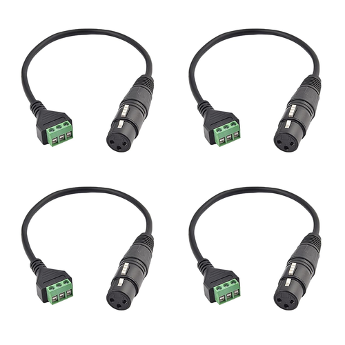 4PCS XLR Female Connector to 3 Pin Screw Terminal Cable,XLR 3-Core ...