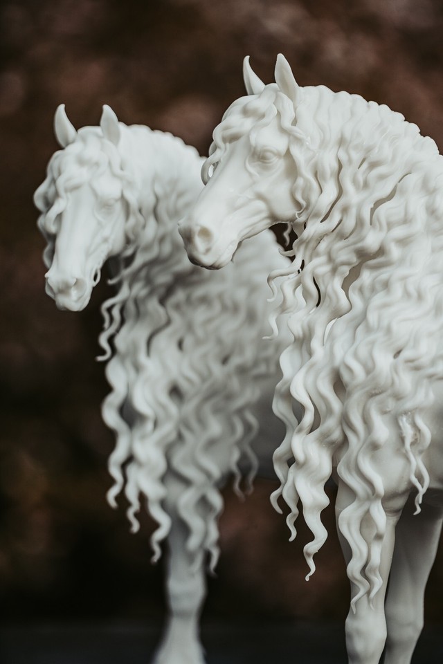 Artist resin model horse friesian stallion sculpture - White ABS resin ...