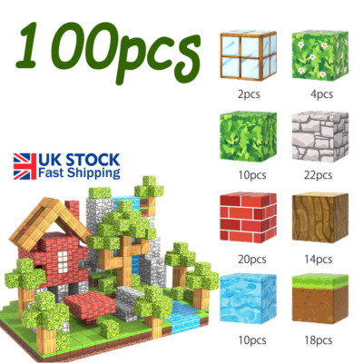 Minecraft Style Magnetic Blocks 100 Piece Construction Toy Imaginative ...