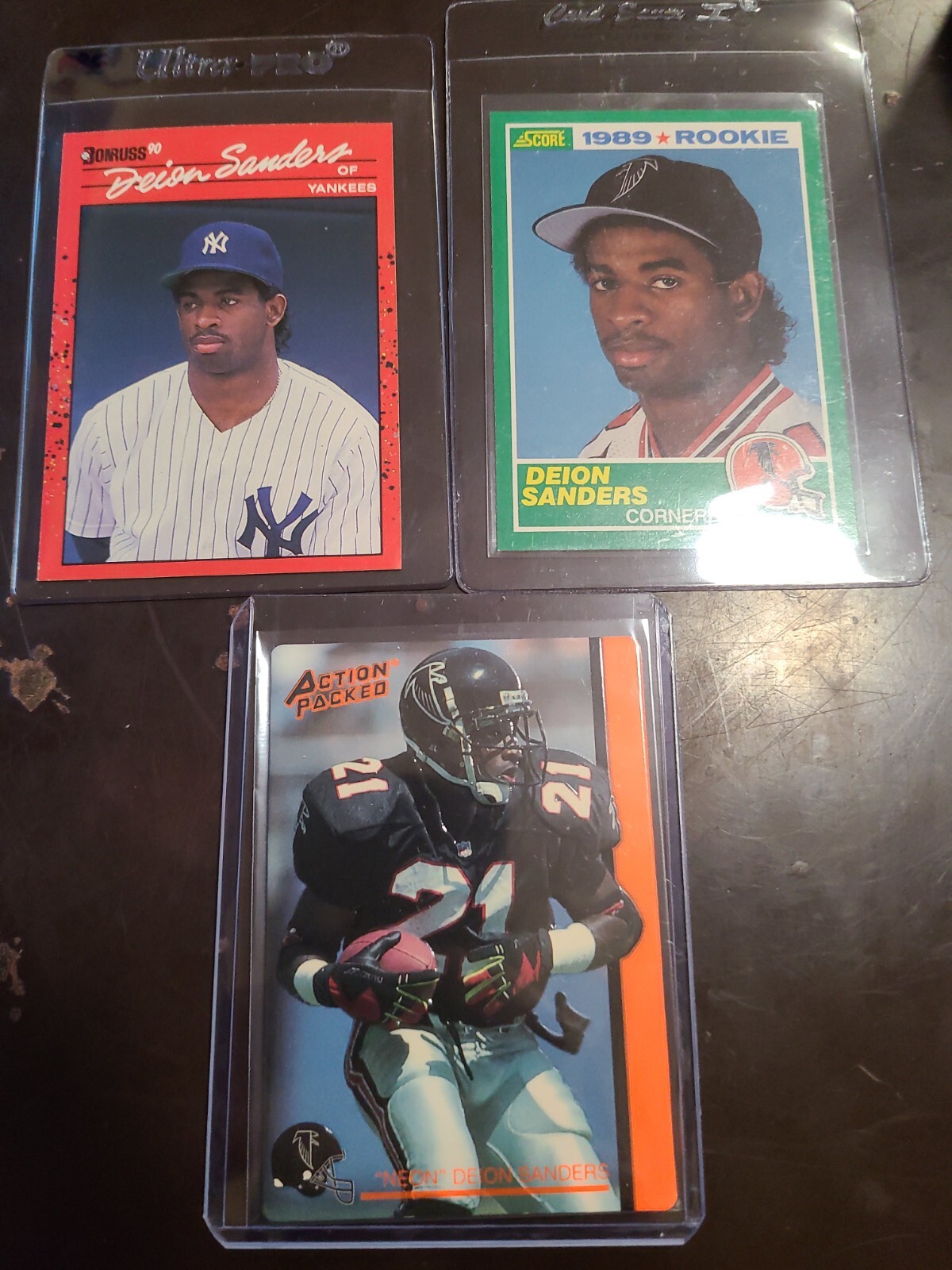 (3) Deion "Prime Time" Sanders **NM+** 2 ROOKIES! **HoF** W/ LE "NEON ...