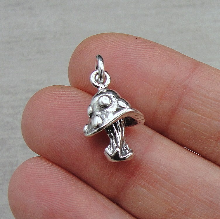 925 Sterling Silver Mushroom Charm - 3D Mushroom Pendant - Shroom Charm ...
