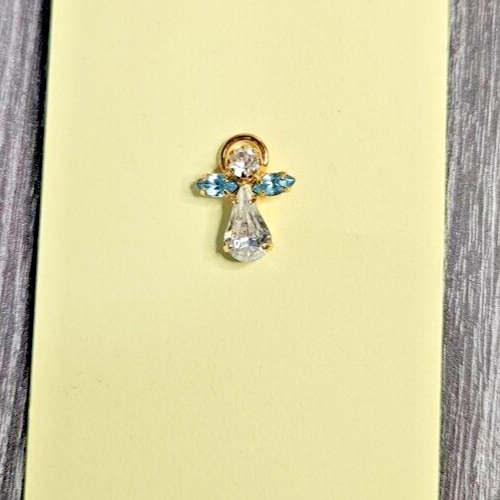 Blue Gemstone Angel Crystal Gold Tone Vintage Lapel Pin | eBay