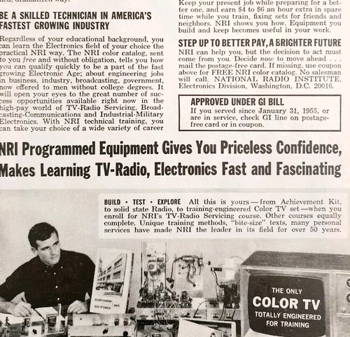 1969 NRI National Radio Institute Color TV Advertisement Training Jobs ...