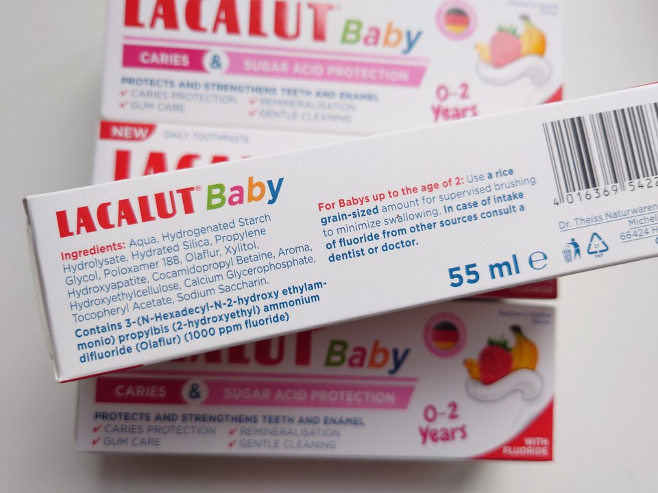 4 LACALUT Baby Toothpaste 0-2 Years Caries & Sugar Acid Protection 55ml ...