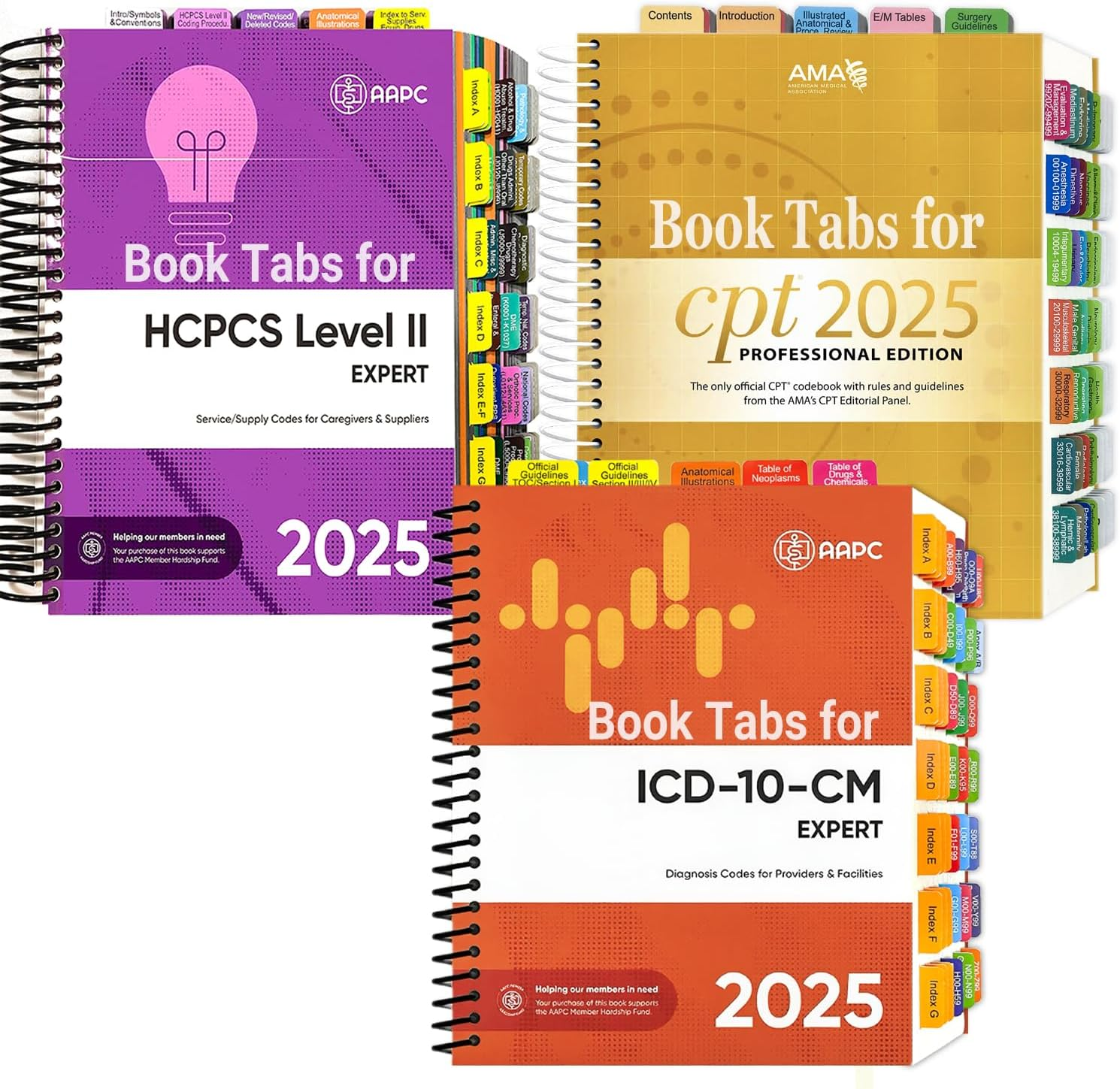 Index Tabs for AMA CPT Book, ICD-10 Code Book, HCPCS Level II Book, 3 ...