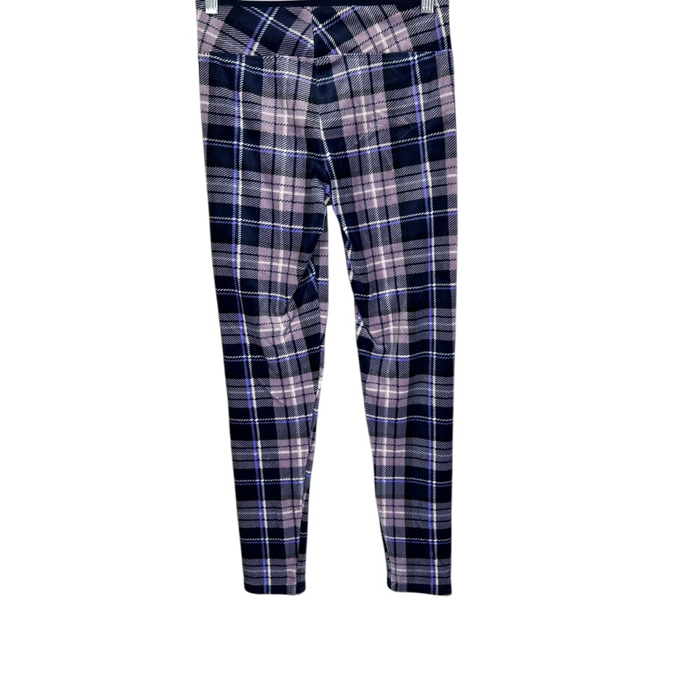 Cuddl Duds Women's Double Plush Velour Leggings Pants Purple Plaid X ...