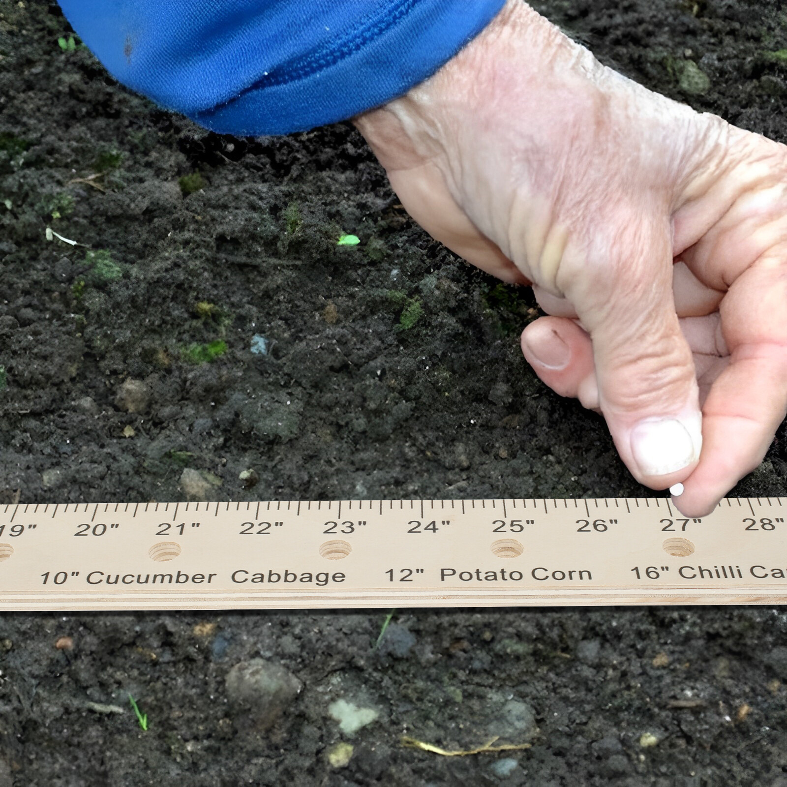 32 Inch Wooden Plant Ruler Foldable Seed Planting Ruler with Holes ...