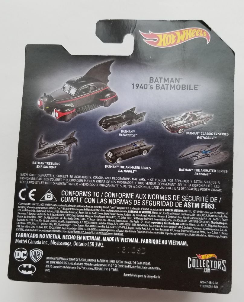 NEW 2019 Hot Wheels Batman 1940s Batmobile Original First Classic NEW ...