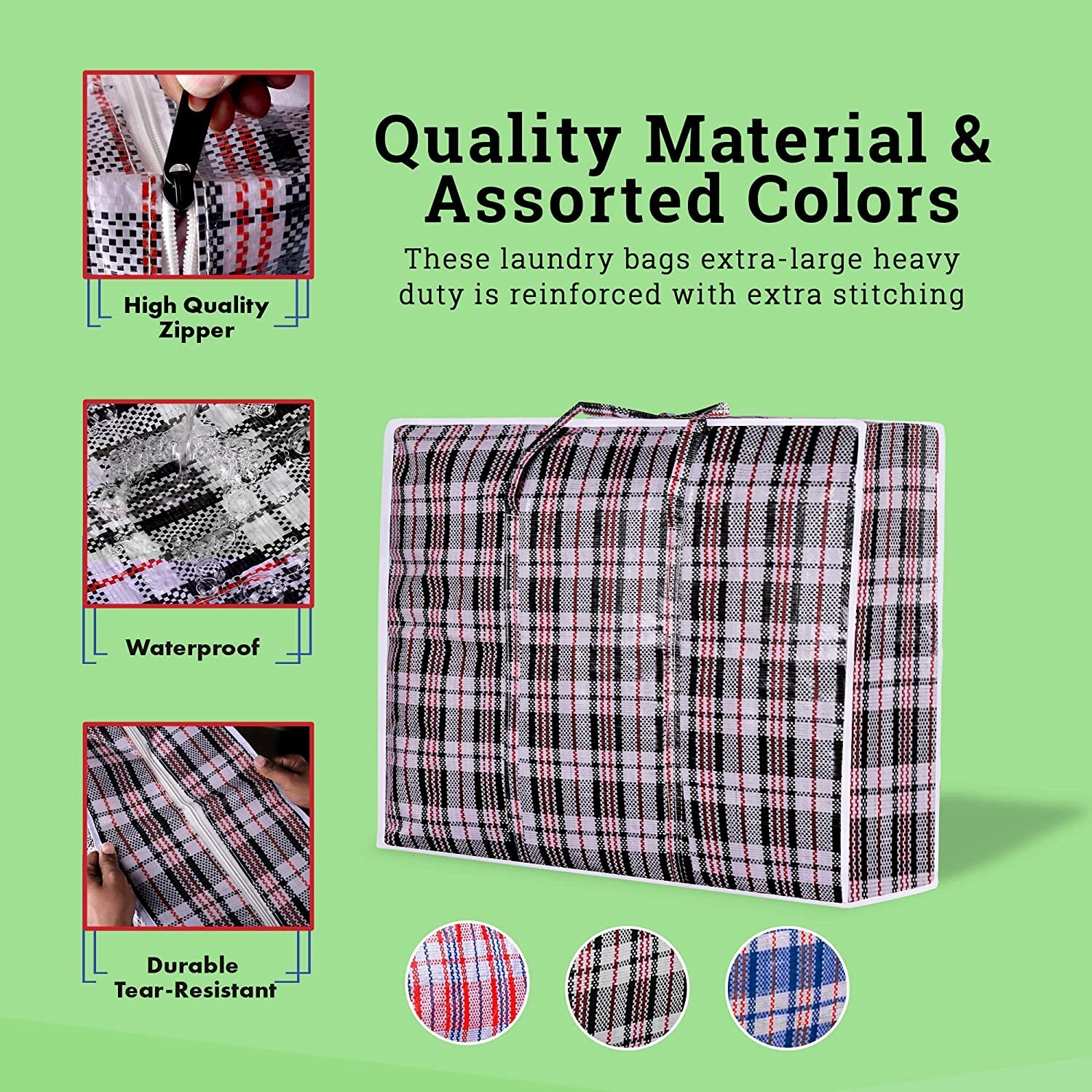 5X XL 80X60x28CM Jumbo Laundry Zipped Reusable Large Strong Shopping ...