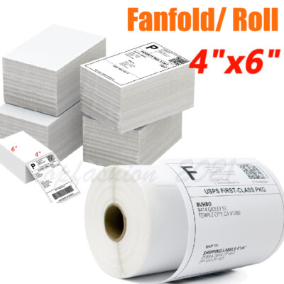 4"x6" Direct Thermal Shipping Labels for Zebra&Rollo Printers Fanfold ...