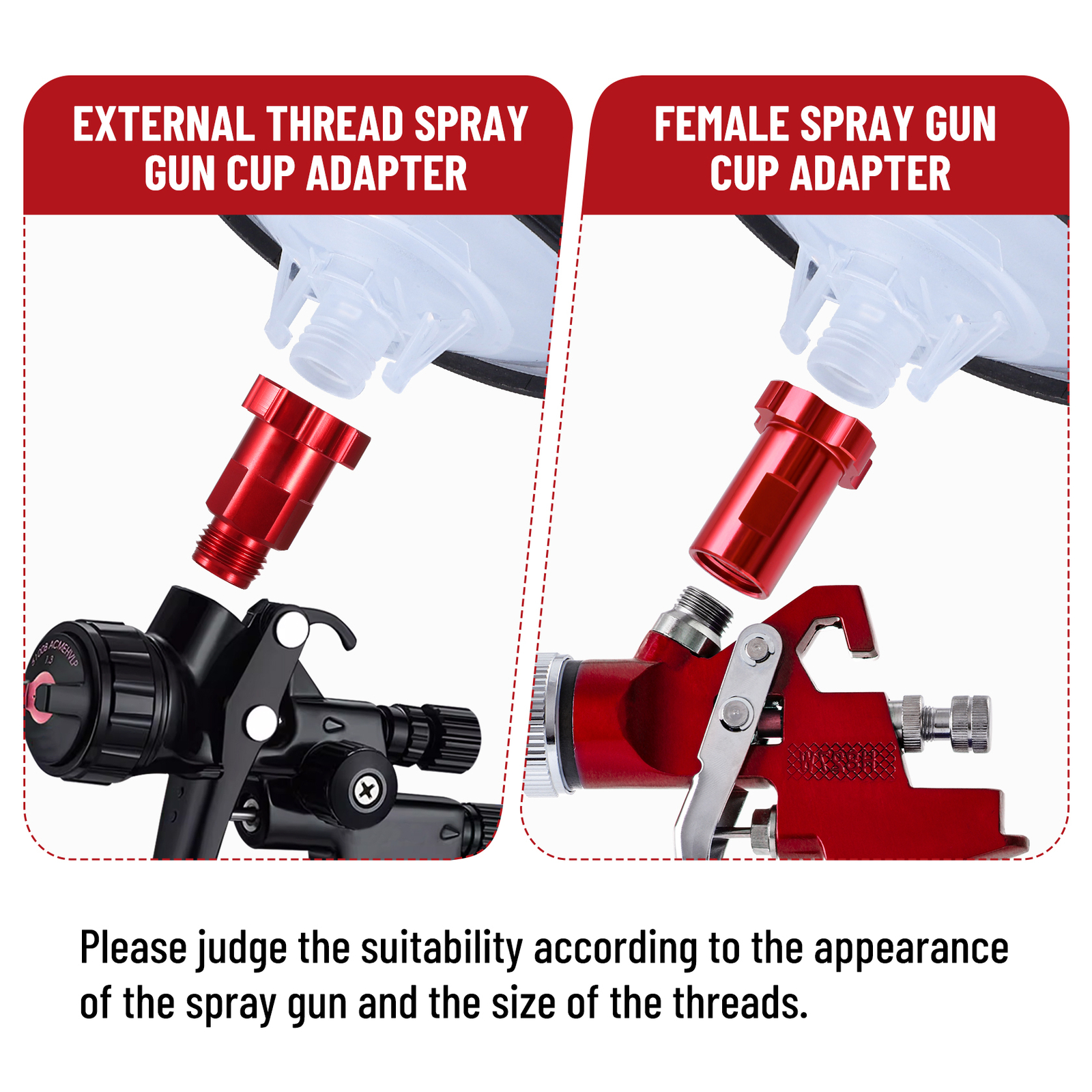 M16×1.5mm Thread Connector# For HLVP Spray Gun Adapter + 6x Paint Cup ...