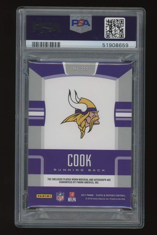 DALVIN COOK AUTO PATCH /50 2017 PANINI PLATES & PATCHES AUTOGRAPH PSA 6 ...