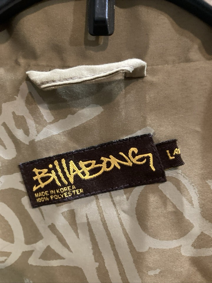 BillaBong Jacket Zipup Ltweight Unisex LGE Tan W Pockets Logo Inside Pocket NWOT | eBay