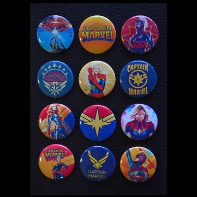 Captain Marvel / Pinback Buttons (Set of 12) / 4 Size Options | eBay