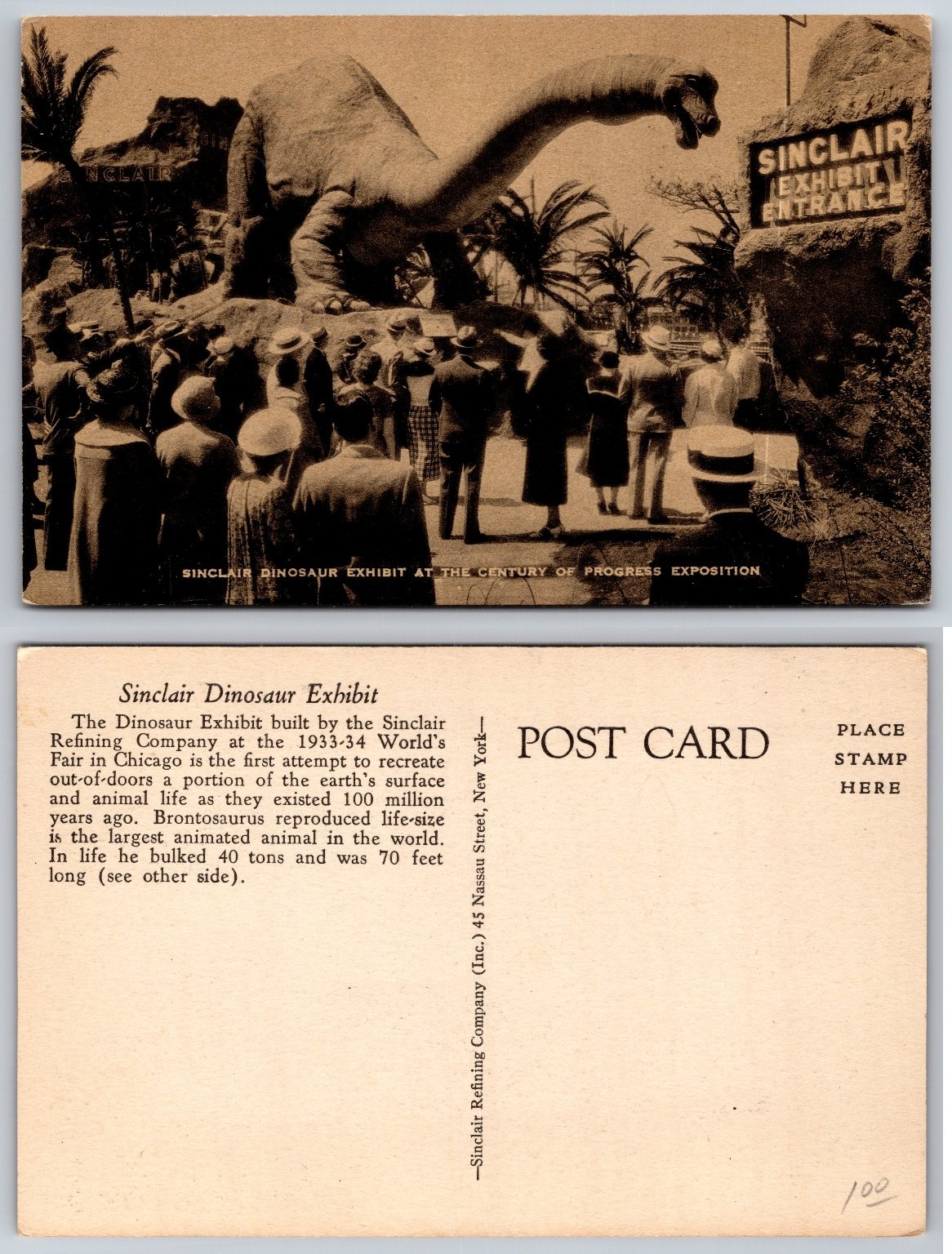1933 Chicago World's Fair Sinclair Dinosaur Brontosaurus Exhibit ...