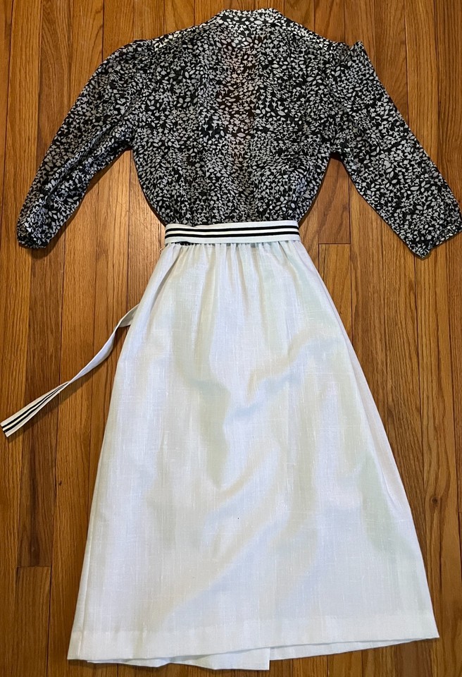 Vintage M.F. Sheldon by Shawn Black & White Linen Wrap Dress w/ Belt ...