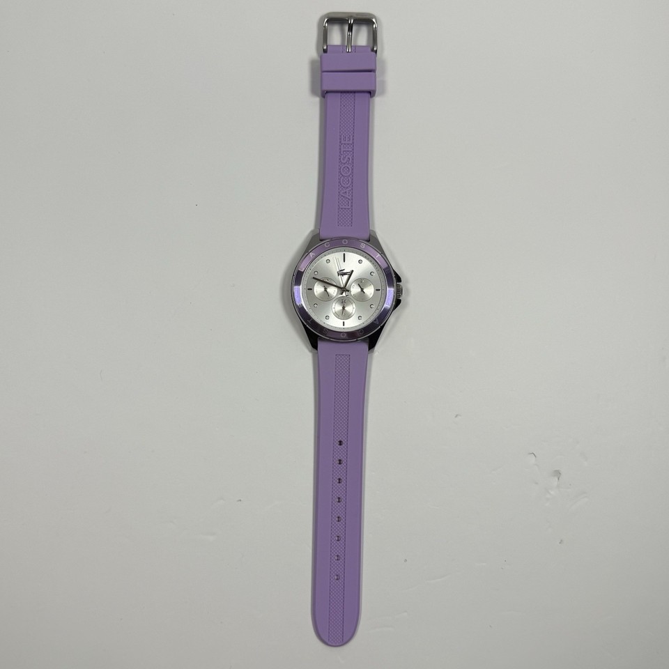 New-Lacoste Swing 2001300 Lilac Silicone Strap Multifunction Dial Women ...