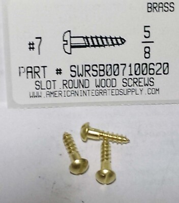 #7x5/8 Round Head Slotted Wood Screws Solid Brass (20) | eBay