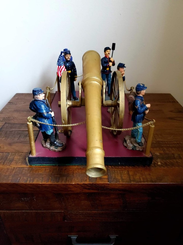 20" Long Brass Civil War Cannon with General Grant & 5 Soldiers Display ...