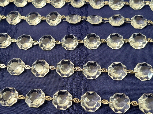 Vintage Octagonal Cut Crystal Chandelier Prisms Set 5 14-Prism-Strands ...