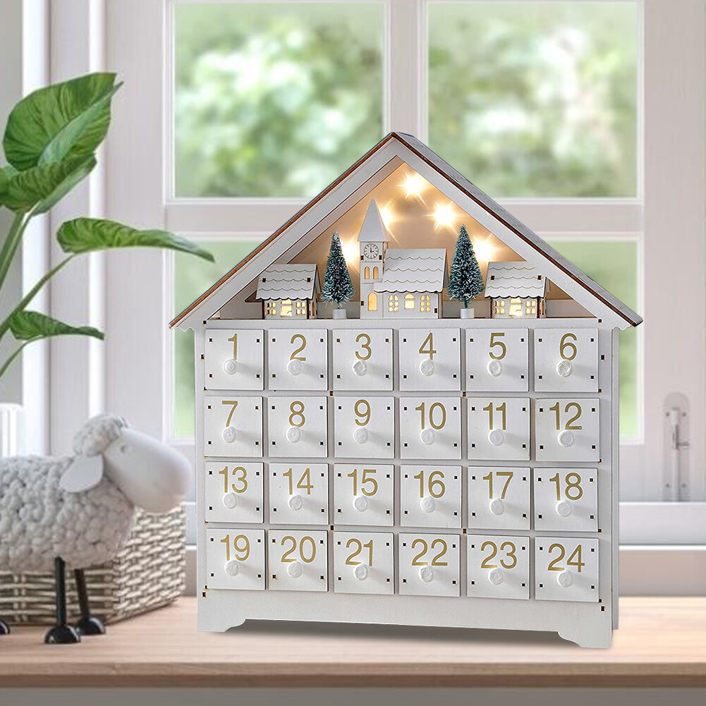 Wooden Village LED Countdown 24 Drawers Countdown To Christmas Gifts ...