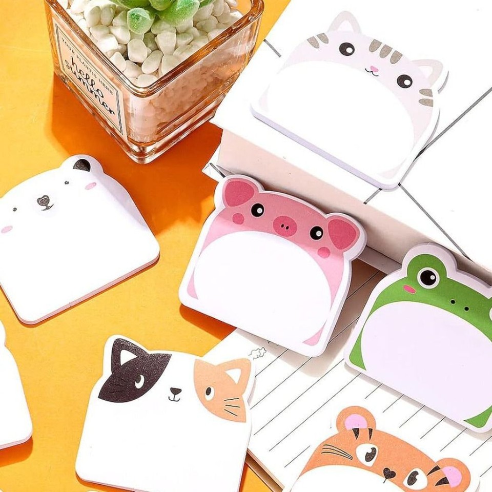 12Pcs Cute Animal Sticky Notes Set Thickened Square Memo Pad Kids Gift ...