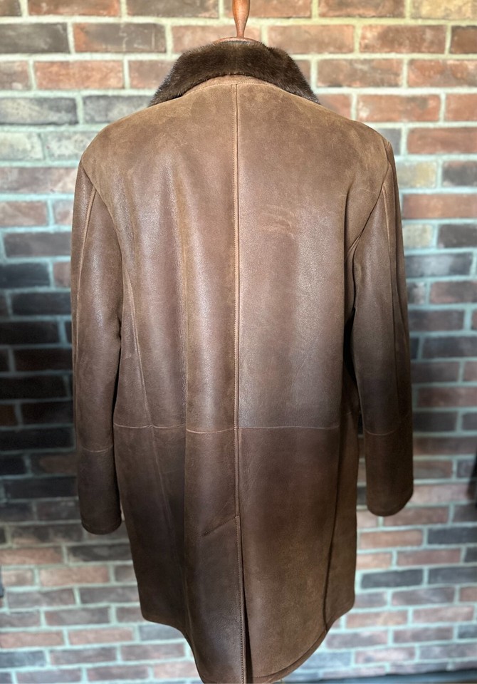 Brand New Men's Brown Genuine Sheep Skin Shearling With Real Mink ...