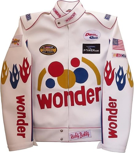Mens Ricky Bobby Jacket Wonder Racing Talladega Nights Speed White ...