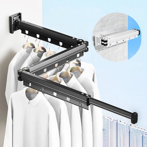 Wall Mounted Foldable Aluminum Alloy Balcony Room Clothes Drying Rack ...