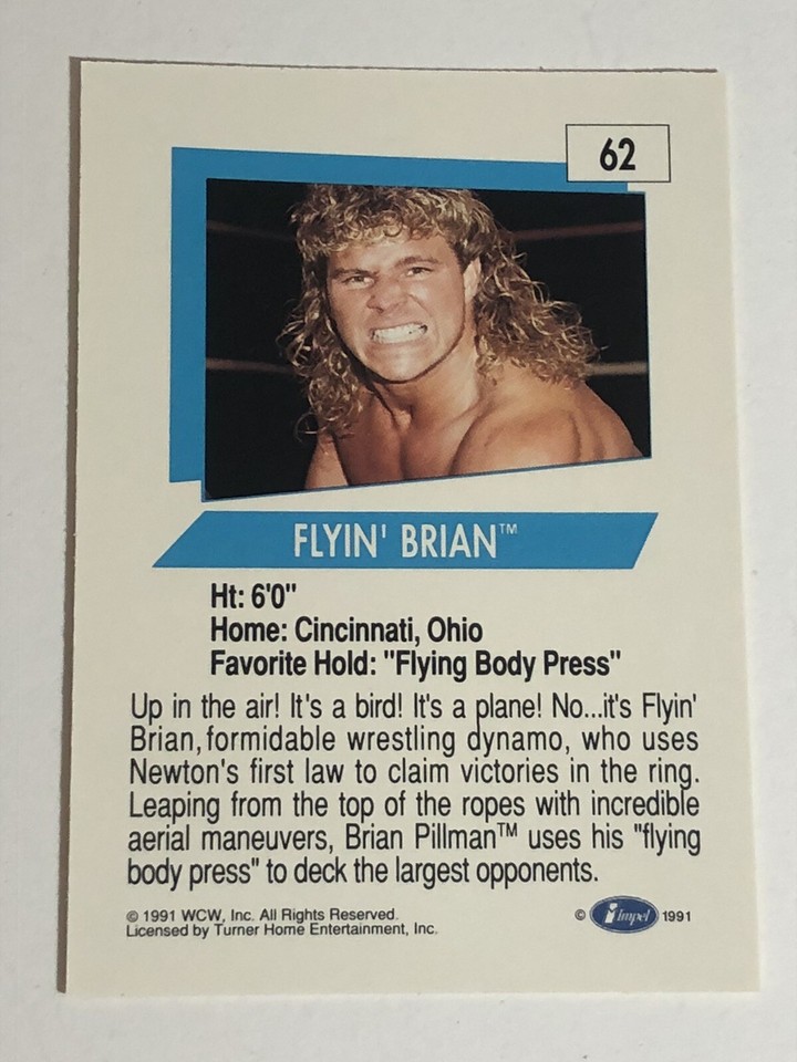 Flyin’ Brian WCW Trading Card World Championship Wrestling 1991 #62 | eBay