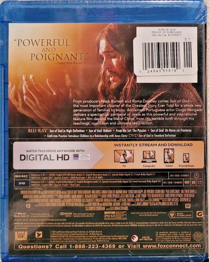 Son of God (Blu-ray + DVD, 2014, 2-Disc Set) Diogo Morgado Brand New ...
