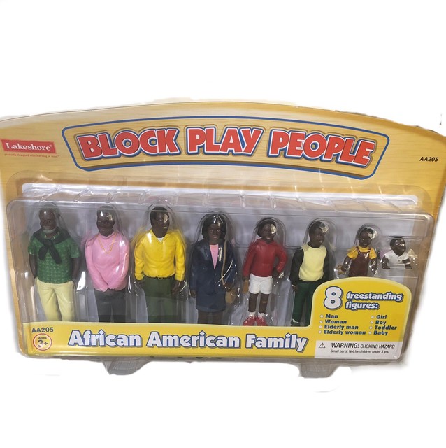 Lakeshore Black Family Block Play People 8 Figures AA205 Multicultural ...