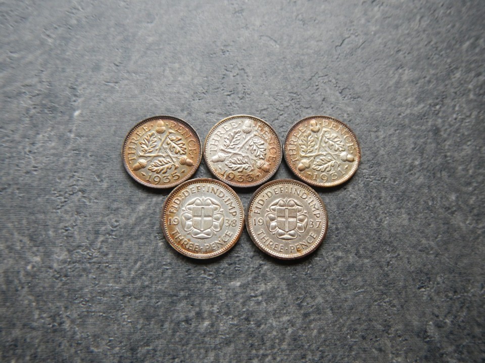 Job Lot 5 x Silver threepence 3 pence coins | eBay UK