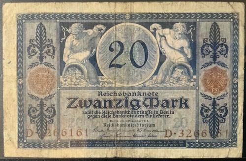 1915 GERMANY PAPER MONEY - 20 MARK BANKNOTE! | eBay