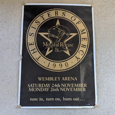 The Sisters Of Mercy Merciful Release Wembley Arena 1990 VTG Poster 90 ...