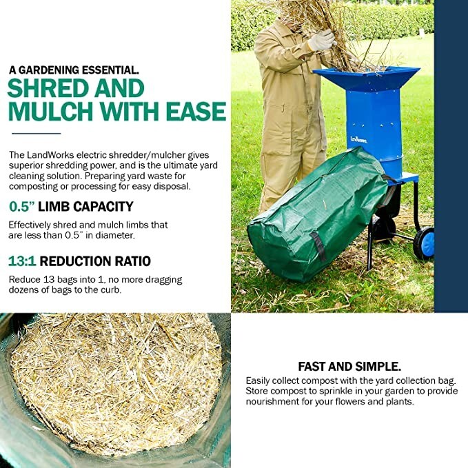 Landworks Leaf Mulcher Shredder Electric Green and Waste Management ...