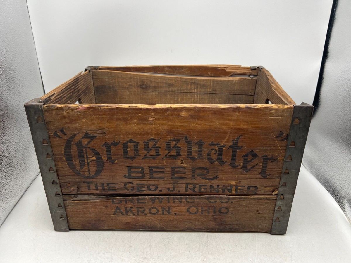 Old Beer Crate Wood Vintage Red Top Brewing Co. Wood Beer Crate,