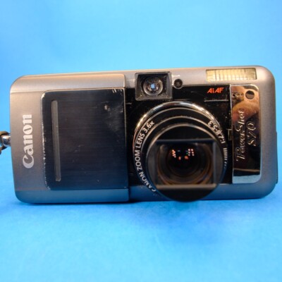 Canon PowerShot S70 7.1MP Compact Digital Camera Black Tested W/ 2GB CF ...