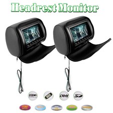 2 X DGTEC 7" Digital Car Headrest DVD Player Monitor Movies Game Music ...