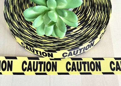7/8" (1YD) Caution Grosgrain Ribbon Do Not Enter Construction Party ...
