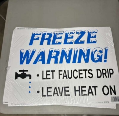 New 24 in. x 19 in. Freeze Warning Sign | eBay